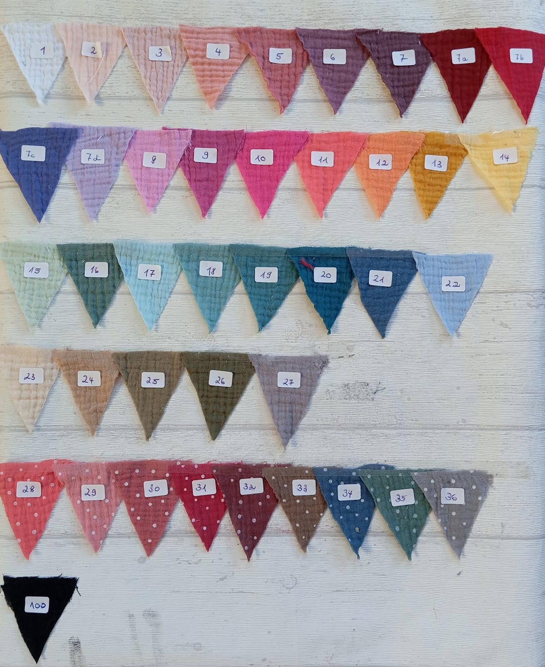 Color Chart for Muslin Fabrics, Muslin Fabrics for Pennant Chains ...