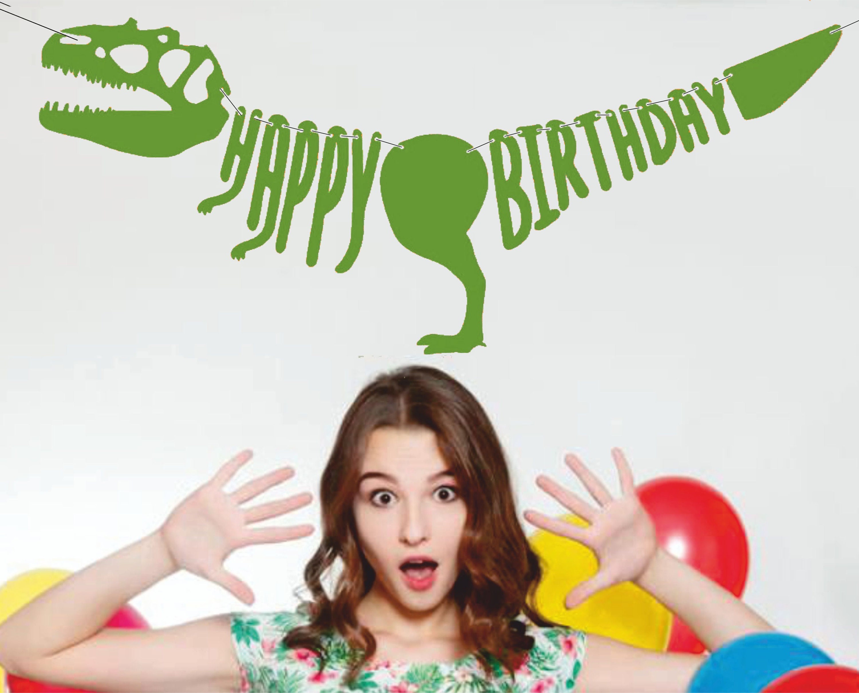 Green Dinosaur Happy Birthday Banner Green Dino Party | Etsy