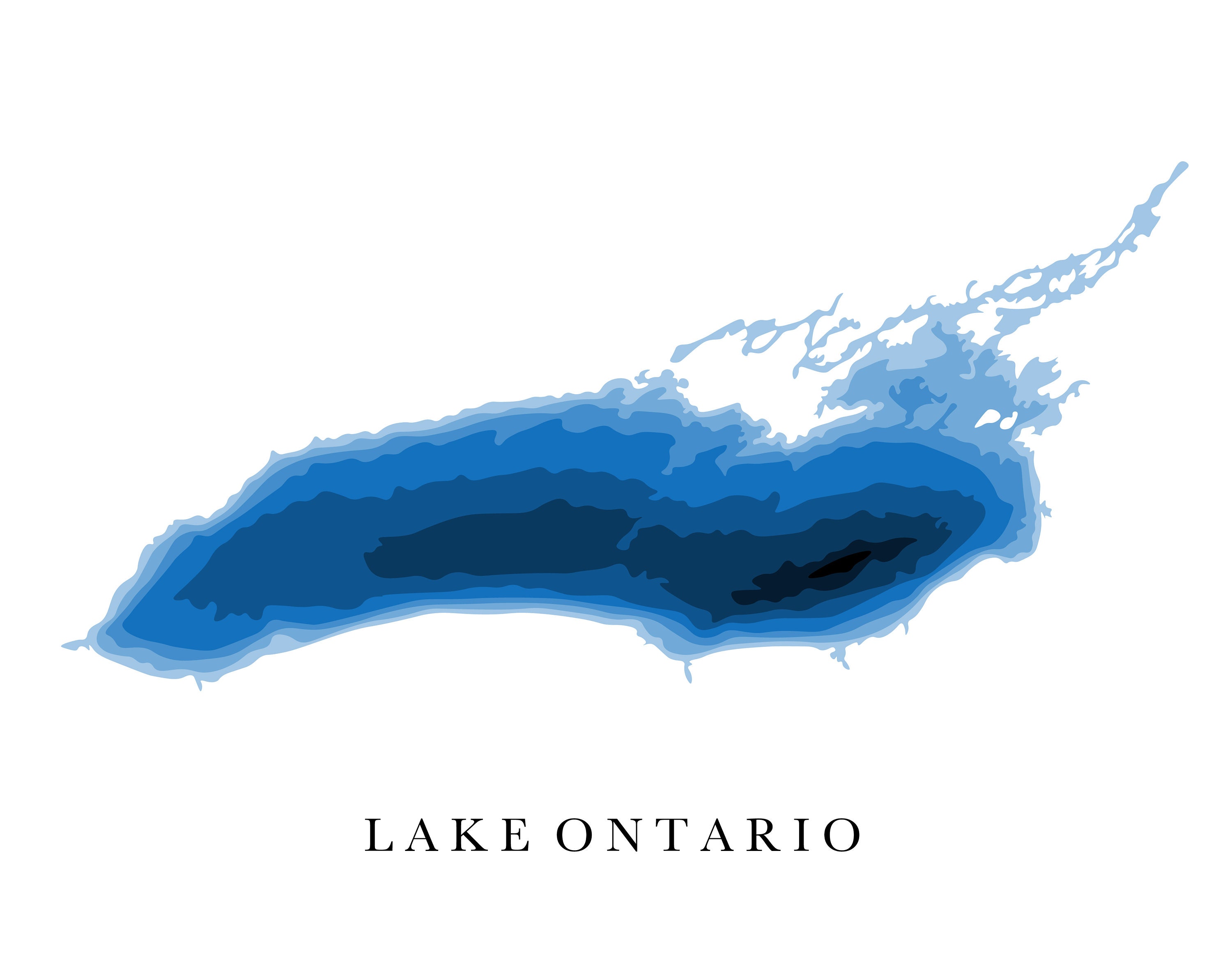 Lake Ontario Depth Map Graphic Print Great Lakes Great | Etsy