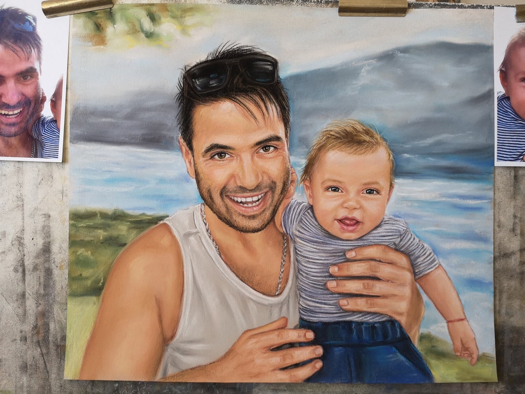 Father and Son Daughter Gift Custom Portrait Portrait From Photo ...