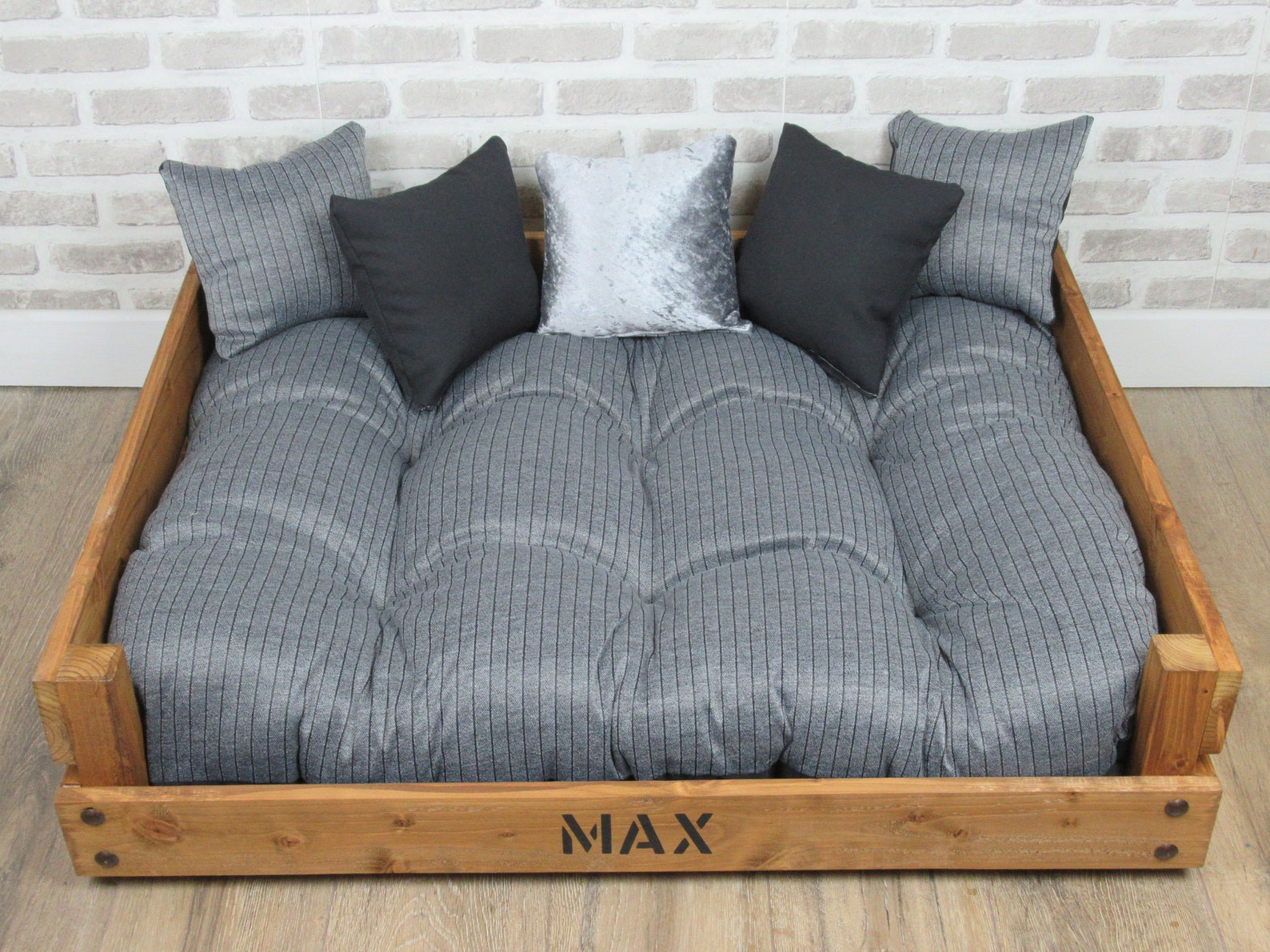 XL Personalised Wooden Rustic Dog Bed Complete With Soft | Etsy