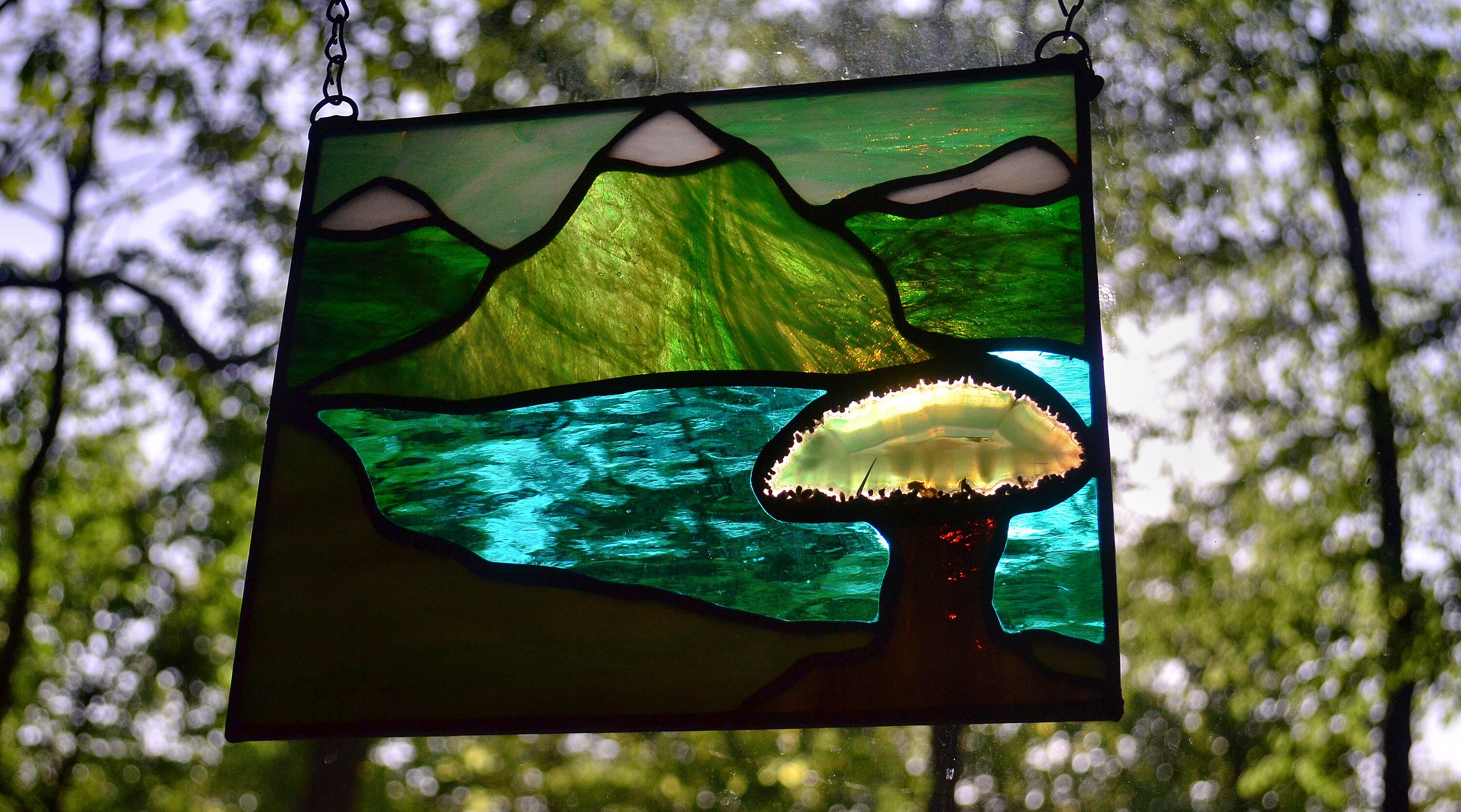 Agate Tree Stained Glass Panel Sun Catcher 0037 - Etsy
