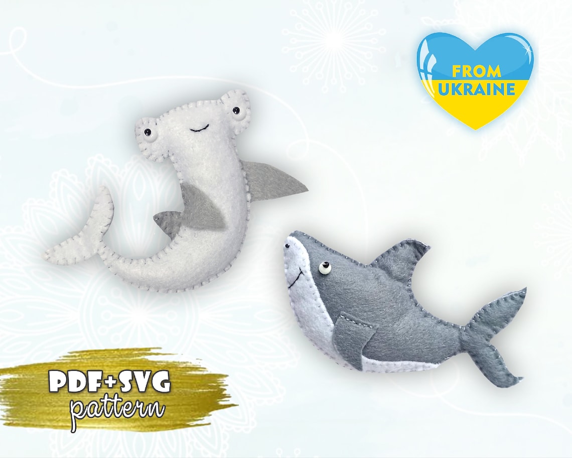 Pattern PDF Shark and Hammerhead Shark Sea Animal Toy - Etsy