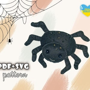 Halloween Black Spider Pattern PDF + SVG, Cute Digital Pattern Insect ...