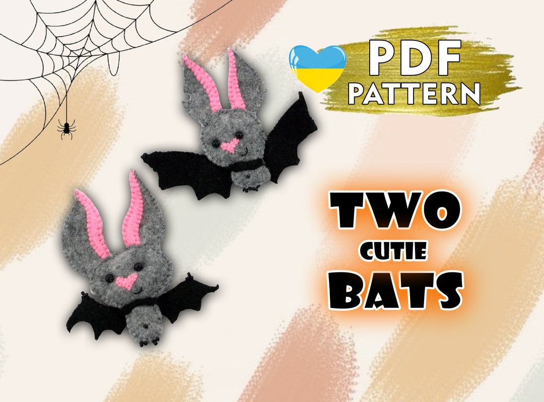 Halloween Cute Bat Pattern PDF, Kawai Bats Felt Ornament Digital ...