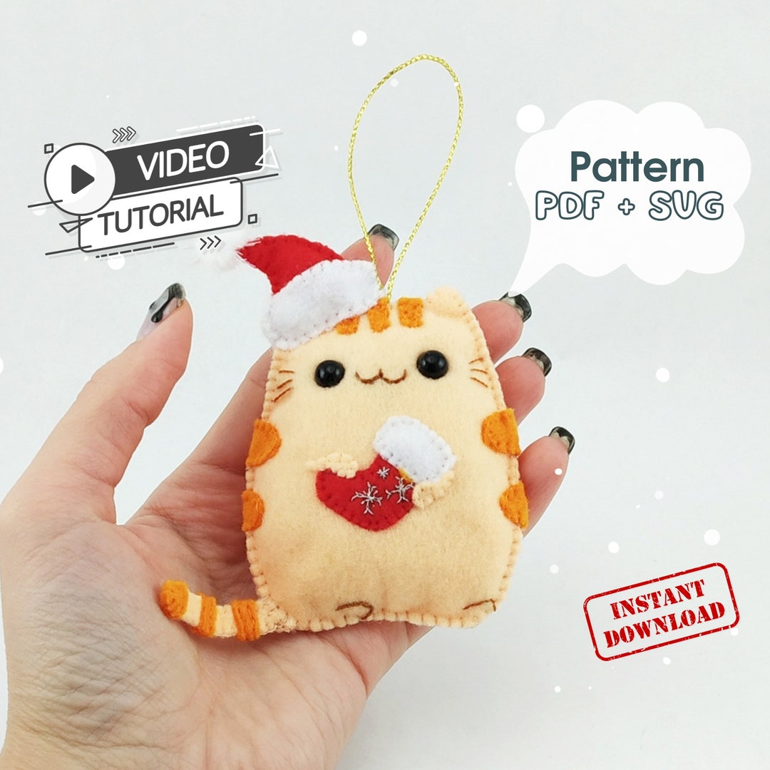 Christmas Cat Felt Ornament, PDF SVG Digital Pattern - Etsy