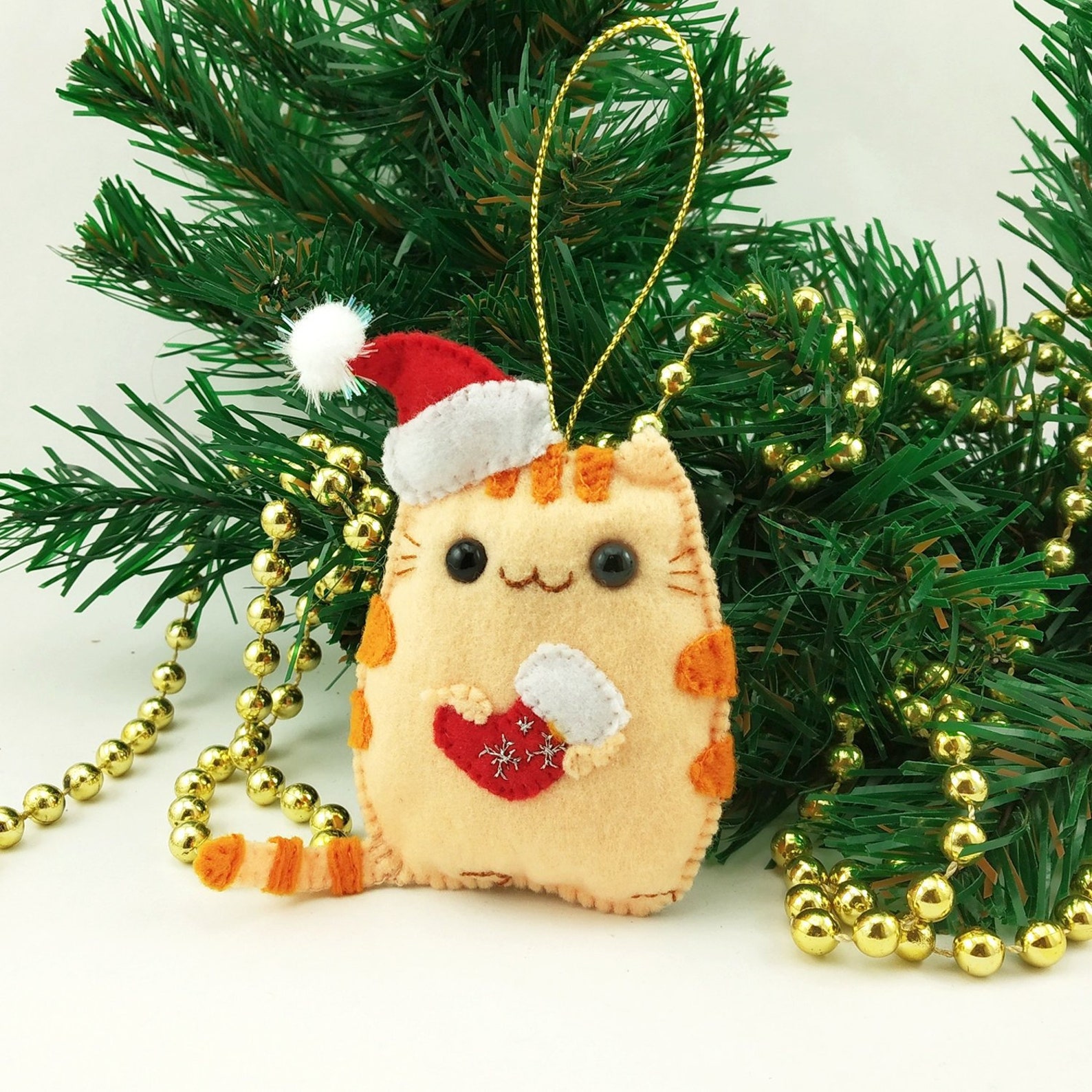 Ginger Cat Felt Ornament Plush Cat Birthday Party Christmas - Etsy