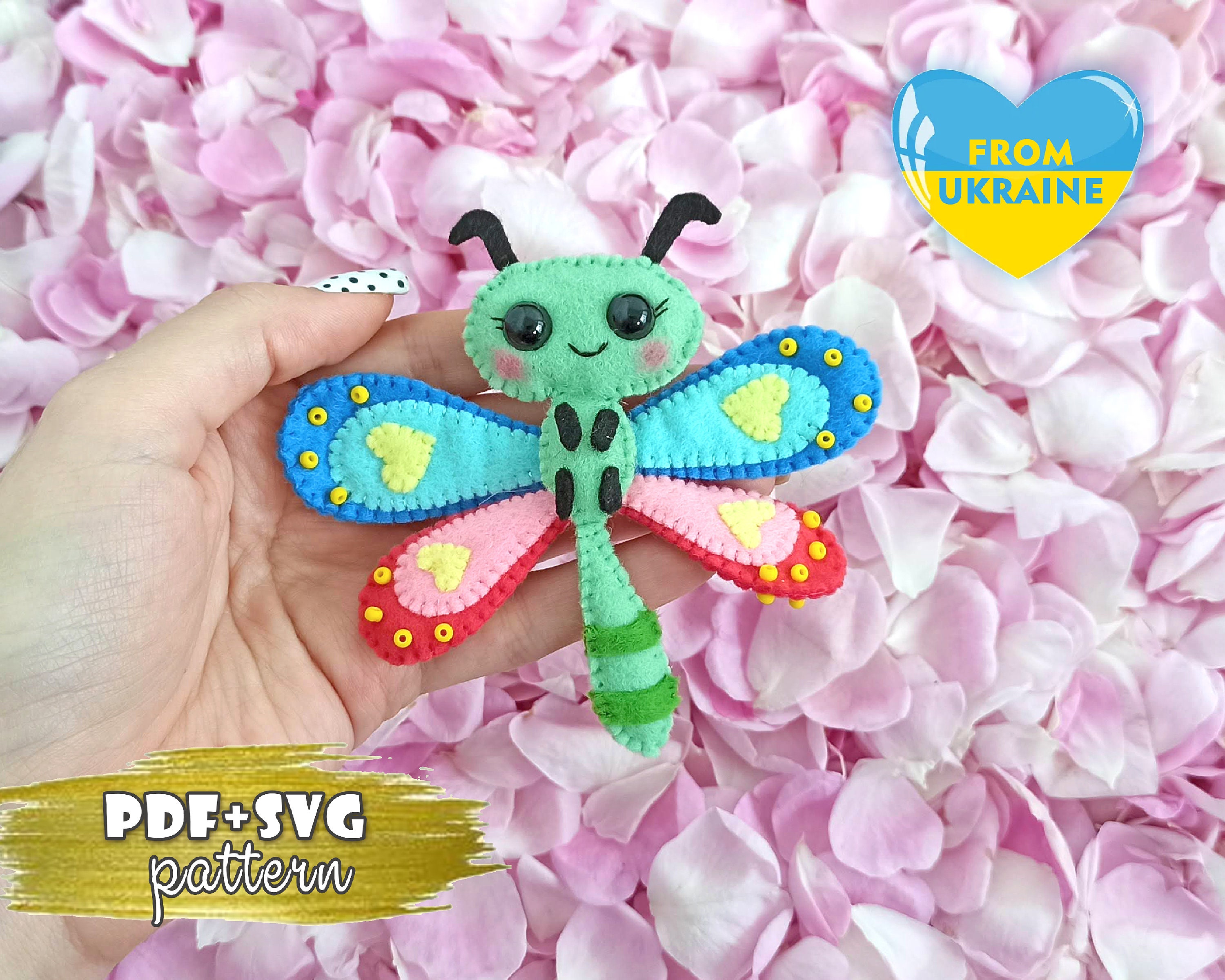 Dragonfly Pattern PDF SVG, Cute Digital Pattern Insect Felt Toy Felt ...