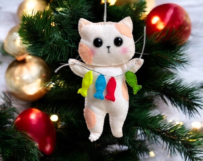 Felted Cat Christmas Stocking Ornament – 100% Wool, Fair Trade ...