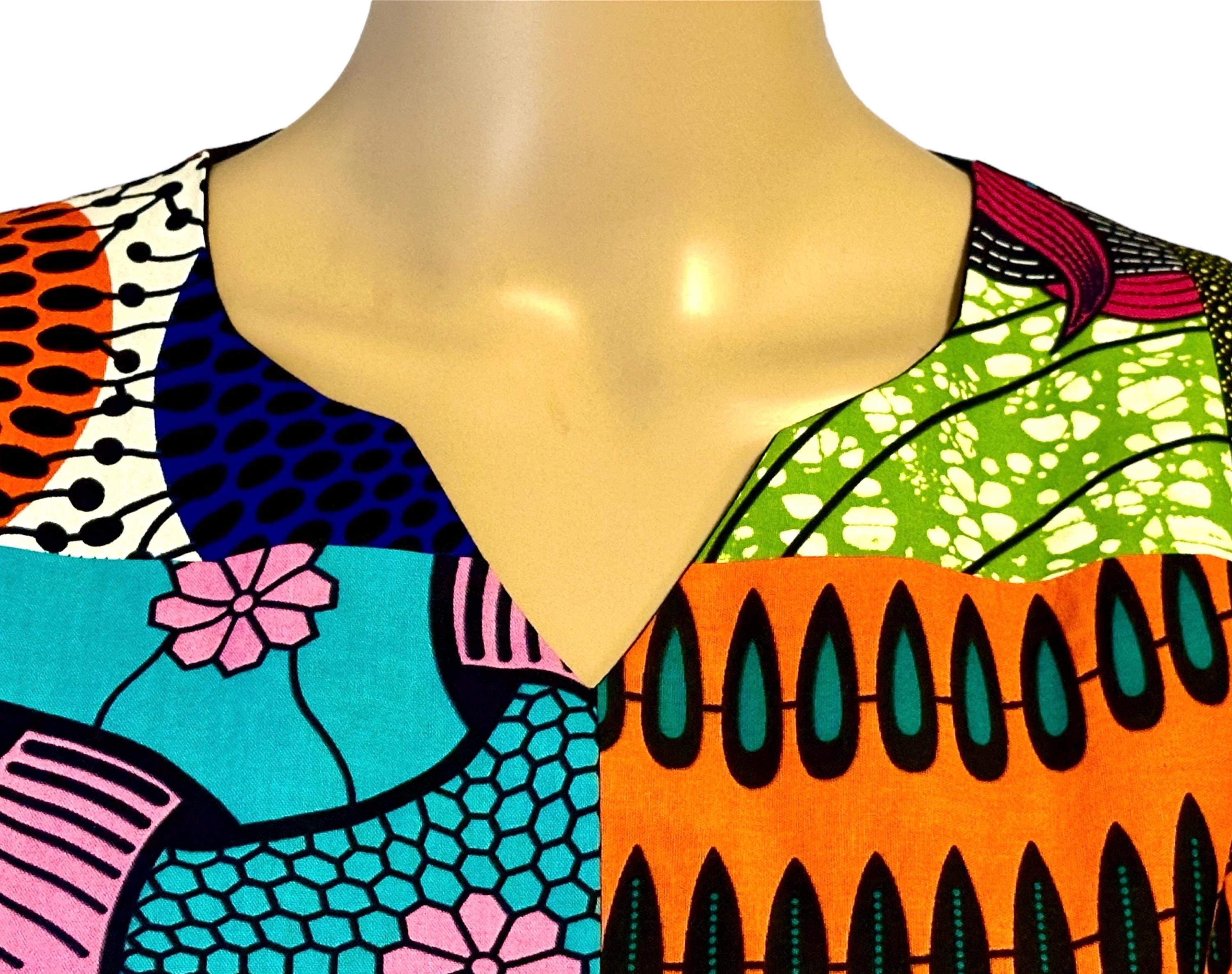 Handmade African Print Patchwork Maxi Dress With Pockets and Belt, 100% ...