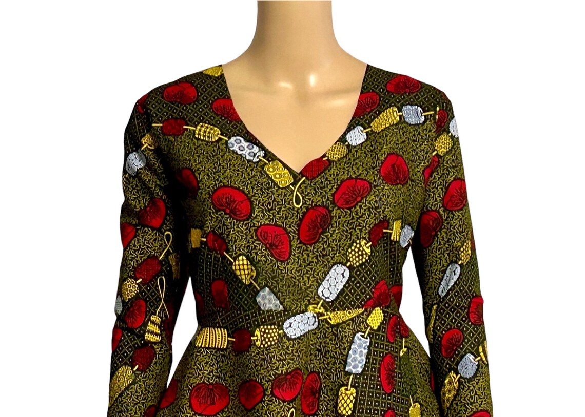 Handmade African Print Midi Dress, Authentic African Fabric Dress ...