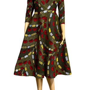 Handmade African Print Midi Dress, Authentic African Fabric Dress ...