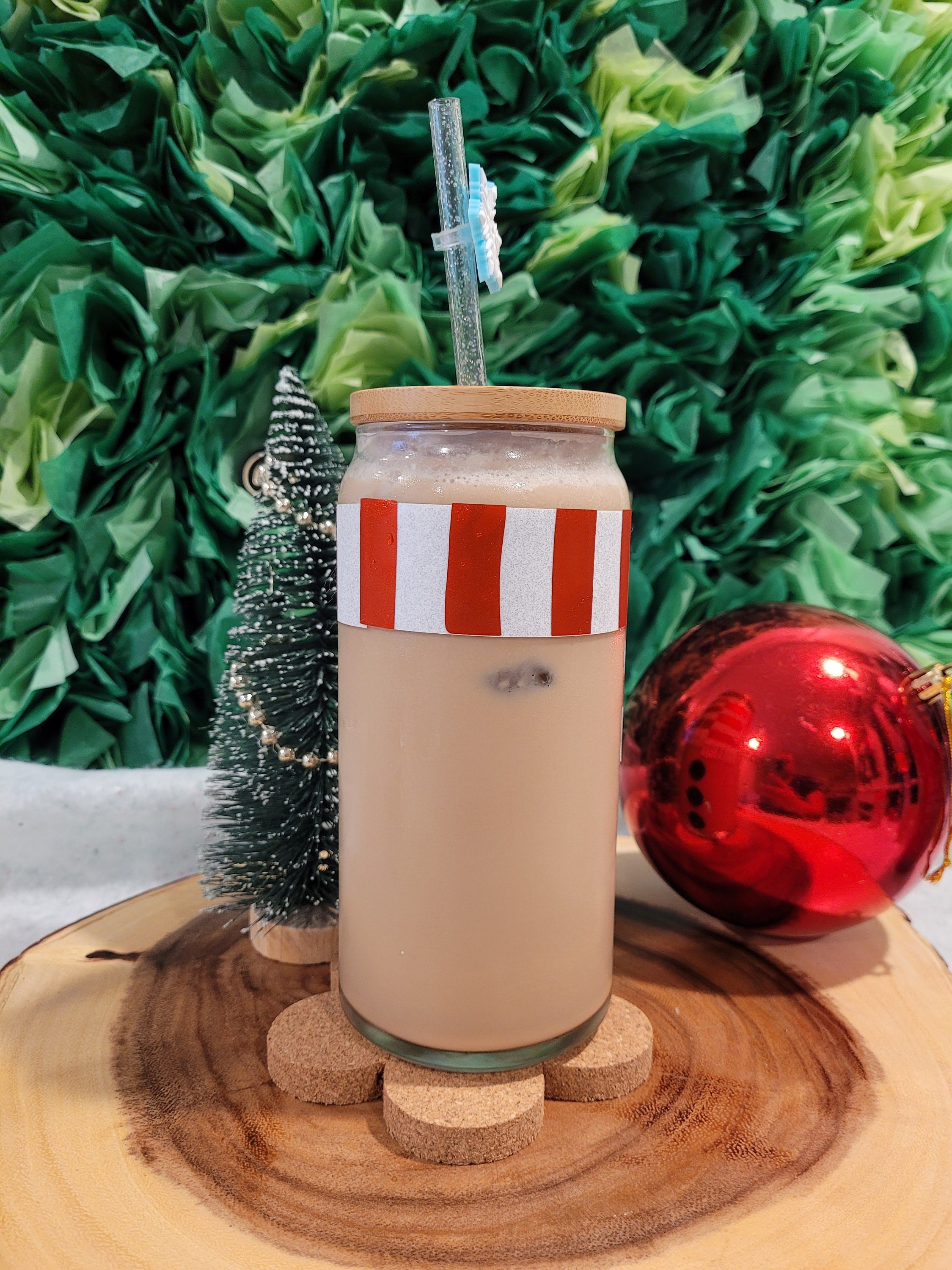 Snowman Iced Coffee Glass Can/ Beer Can Glass/ Christmas Glass Can W ...