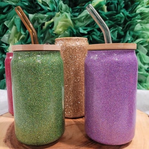 Glitter Glass Can/ Beer Can Glass/ Glitter Iced Coffee Glass Cup/ Beer ...