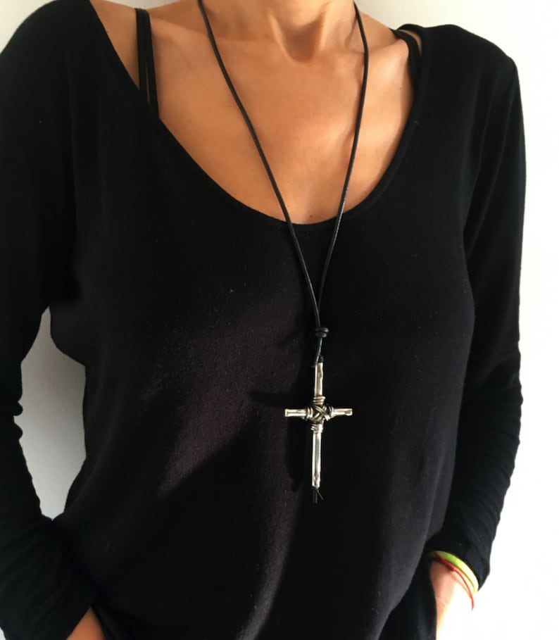 Large Cross Necklace Long Cross Necklace Women Cross | Etsy