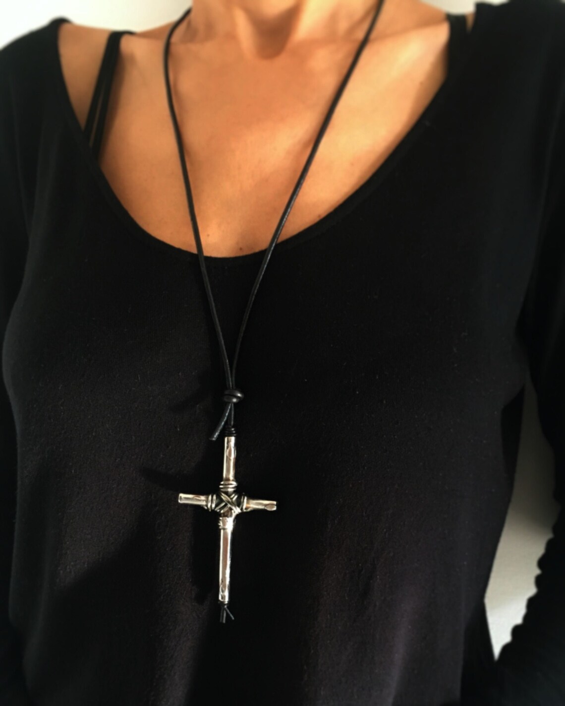 Large Cross Necklace Long Cross Necklace Women Cross - Etsy