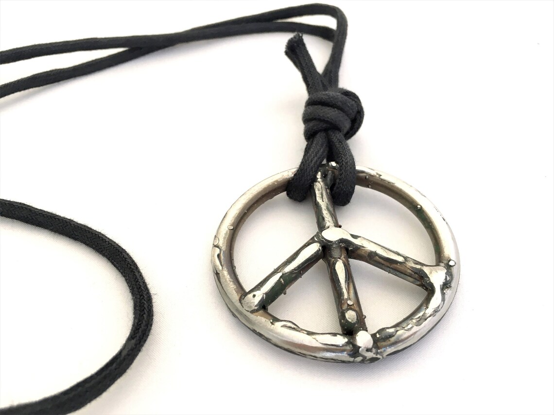 Peace Sign Pendant Hippie Necklace Vintage Jewelry Peace | Etsy