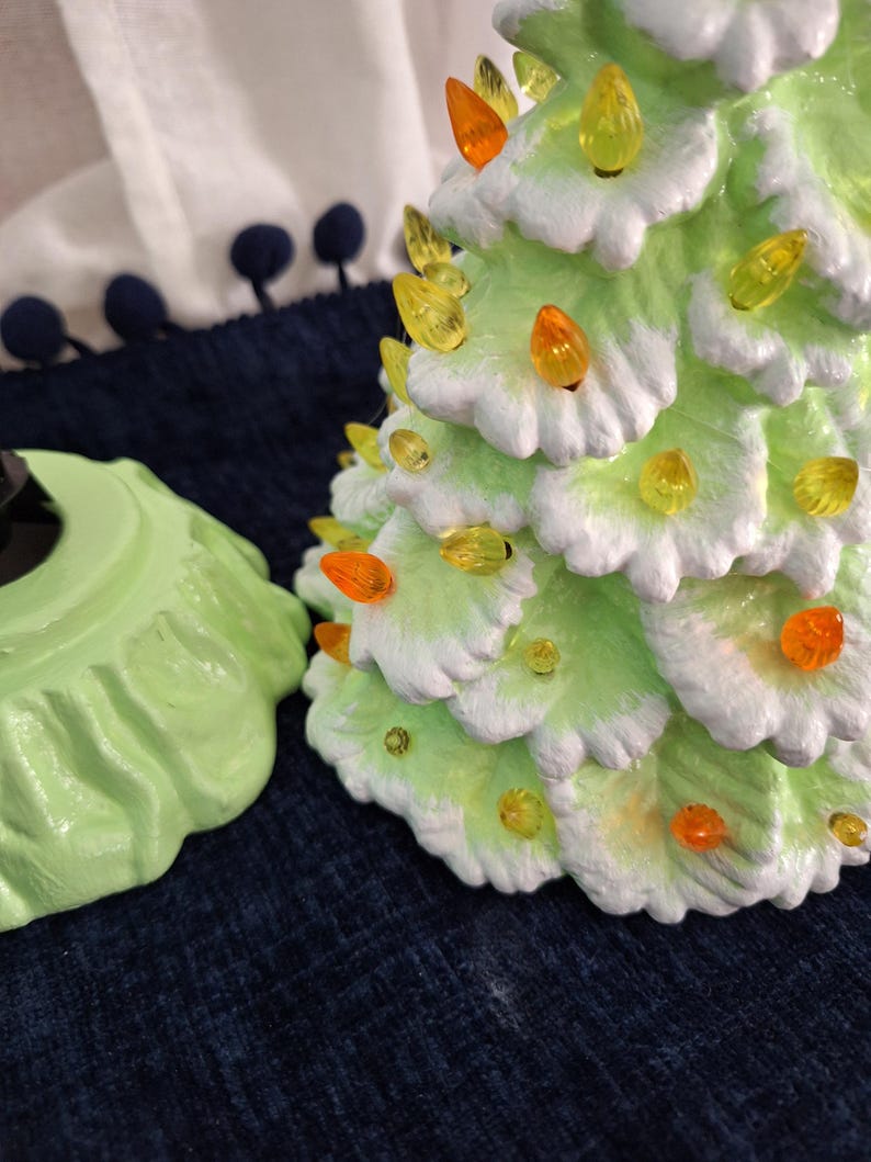 Ceramic Christmas Tree Jadette White Orange and Lemon Yellow Lights ...