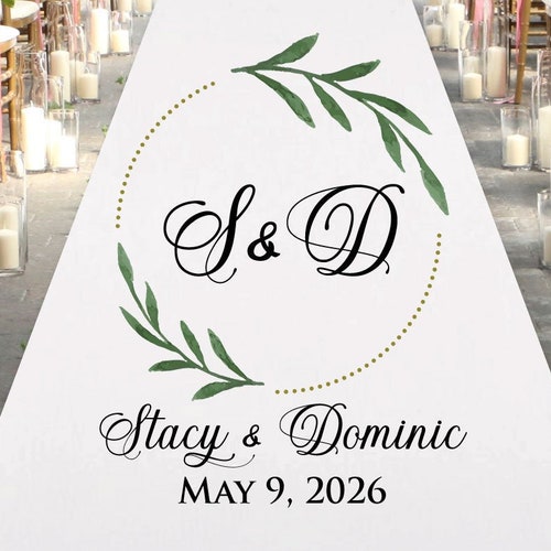 Custom Monogram Initials Personalized Aisle Runner Wedding - Etsy