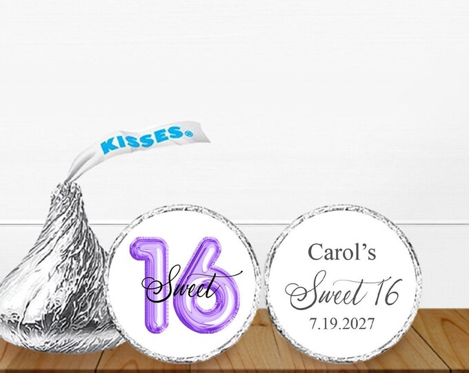 Personalized 108 Pcs Sweet 16 Balloon Party Kisses Labels Favors, Party ...