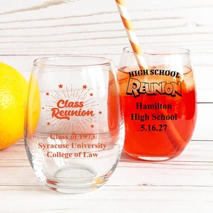 24 Pcs Class Reunion Personalized Wine Stemless Glass - School or Class ...