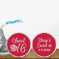 Sweet 16 Birthday Favors Personalized Round Labels Stickers, Sweet 16 ...