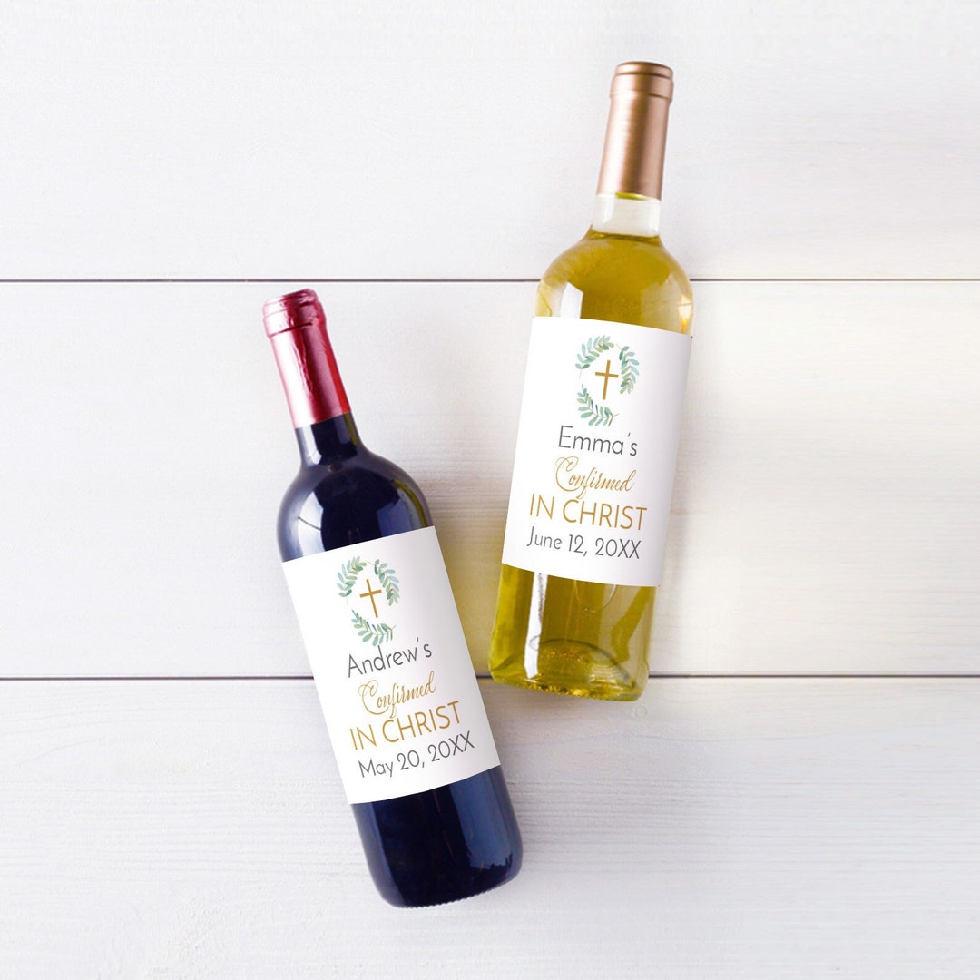 Confirmation Labels, 12 Pcs Confirmed in Christ Personalized Wine ...