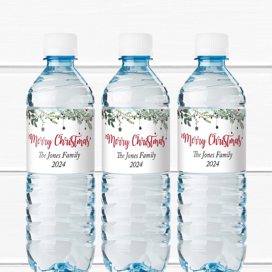Set of 15 Christmas Holiday Personalized Water Bottle Labels, Christmas ...