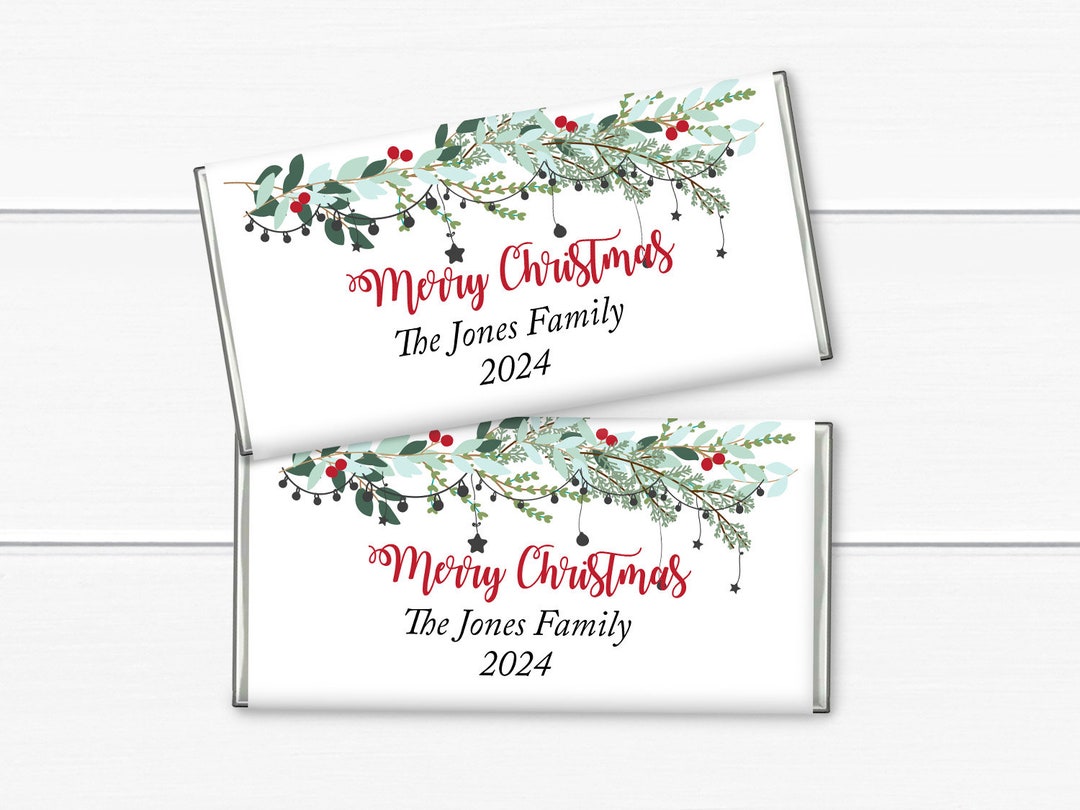 12 Pcs Christmas Holiday Personalized Hersheys Chocolate Bar ...