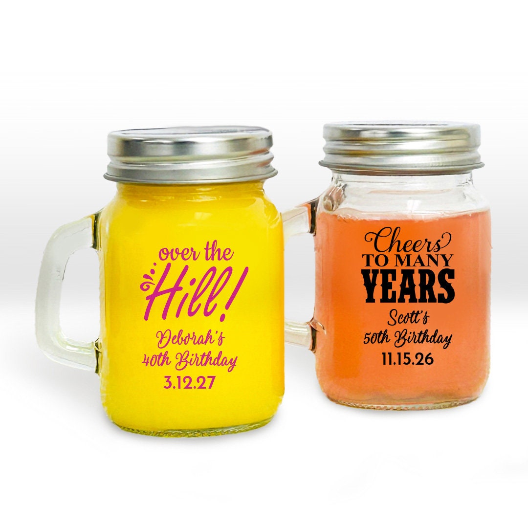 Birthday Day Set of 24 Personalized Mini Mason Jar Drinking Shot Glass ...