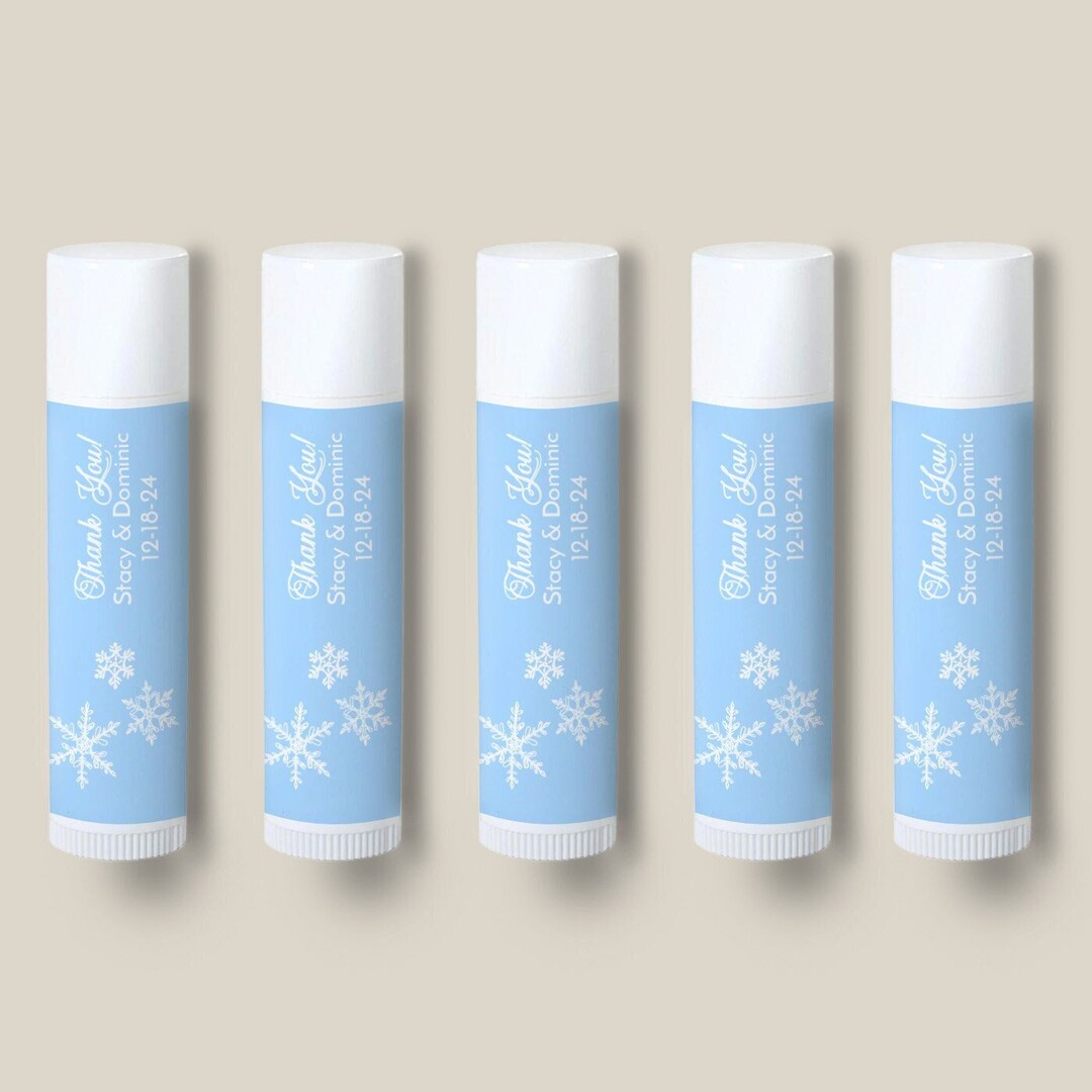 12 Pcs Snowflakes Winter Style Personalized Tube Lip Balm Favors ...