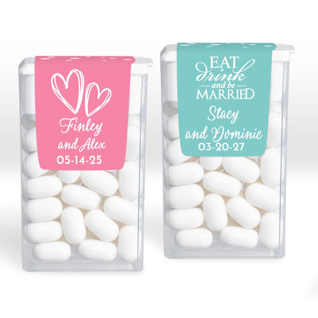Set of 12 Personalized Wedding Tic Tac Mints, Eat Drink Married Two ...