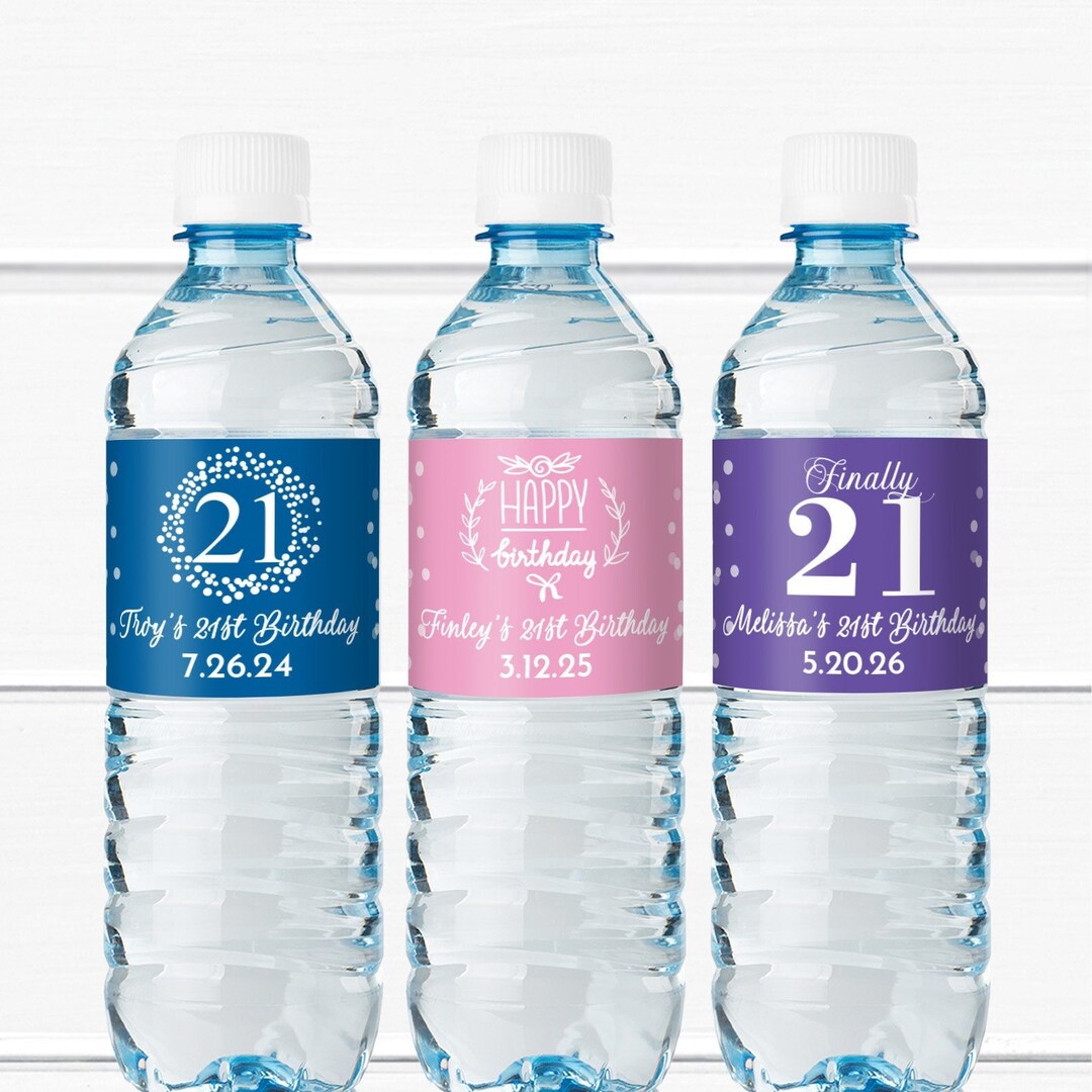 Set of 15 21st Birthday Personalized Water Bottle Labels, Adult ...