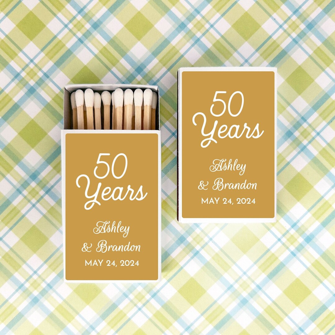 Anniversary BULK Matches Set of 50, 50 Years Anniversary Personalized ...