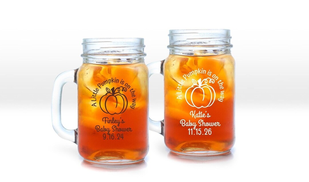 Set of 18 A Little Pumpkin is on the Way Personalized Large Mason Jar ...