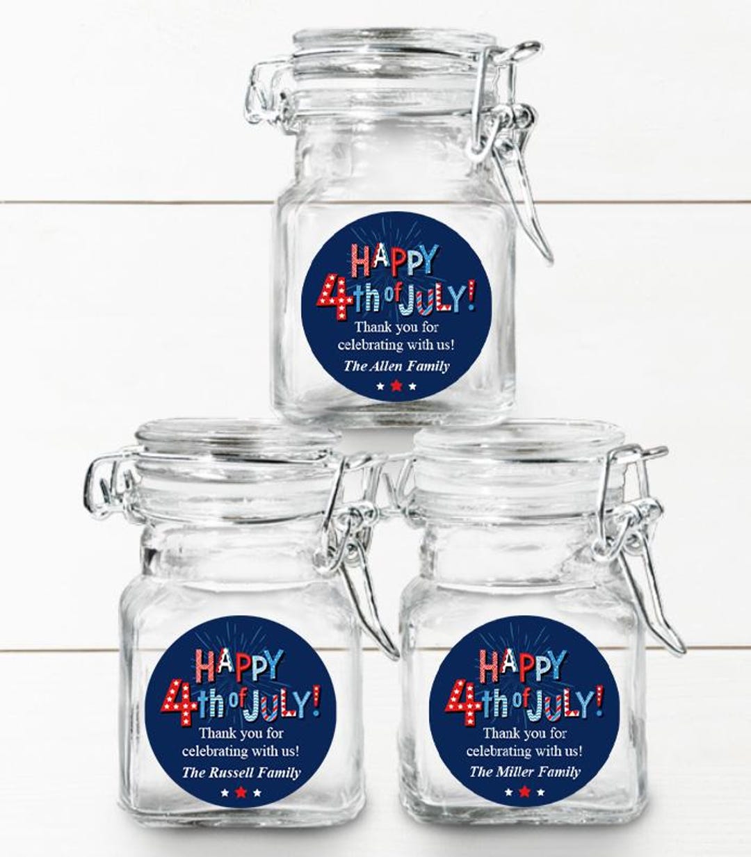 4th of July Favors, 12 Pcs Happy 4th of July Personalized Square Glass ...