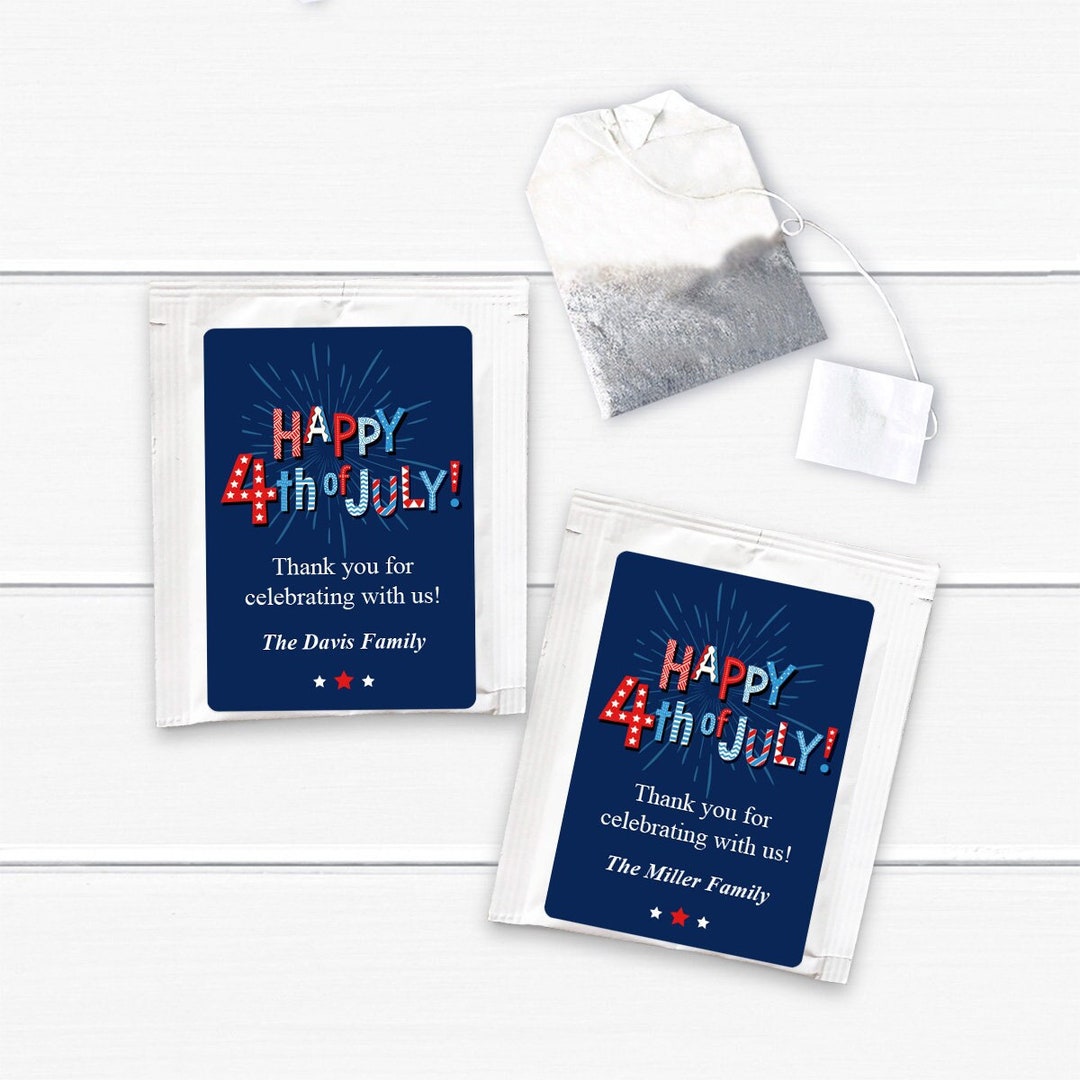 Personalized 4th of July Tea Bag Favors, Set of 30 - Etsy