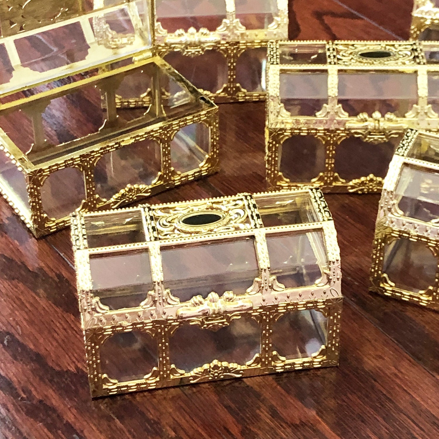 12 pieces GOLD Treasure Chest Acrylic Plastic Favor Box DIY | Etsy Polska