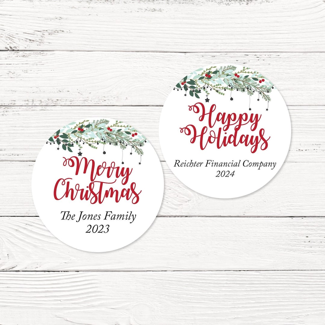 Holiday Labels, 24 Pcs Merry Christmas Personalized Holiday Labels ...