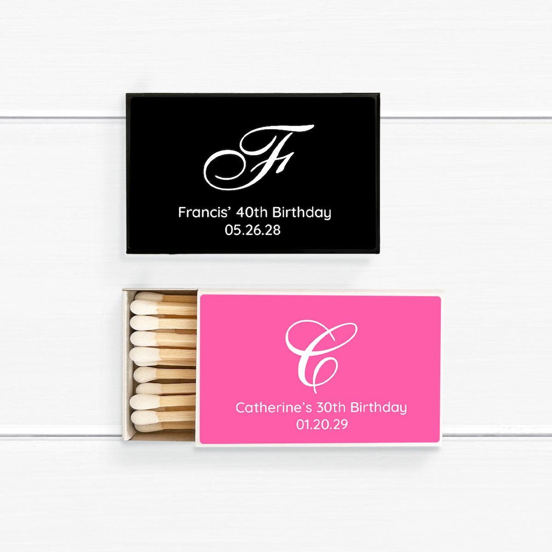 Birthday BULK Matches Set of 50, Custom Initial Personalized Matches ...