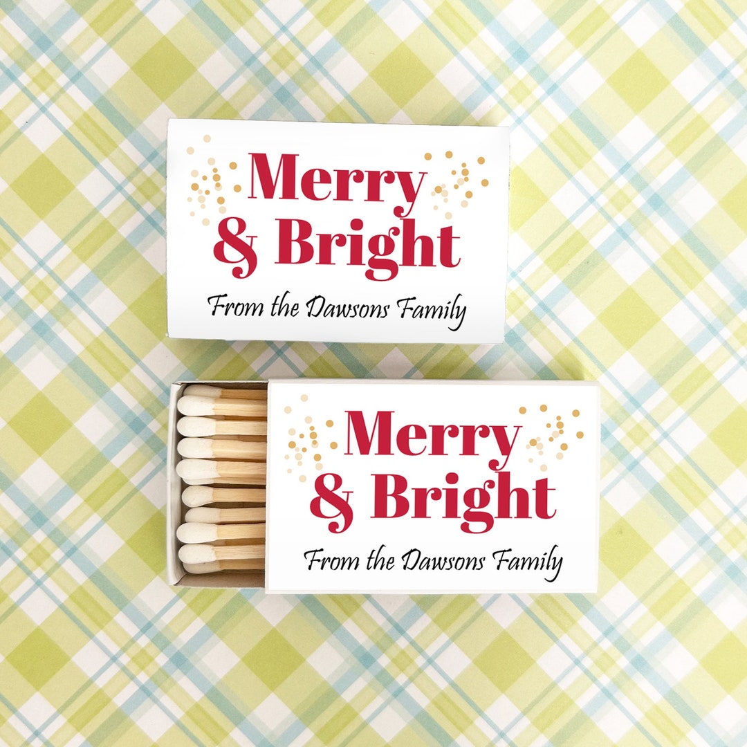 Holiday BULK Matches Set of 50, Merry and Bright Personalized Matches ...