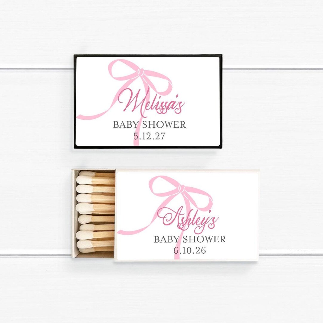 Pink Bow Personalized Matchbox Baby Shower Favors - Set of 50 - Etsy