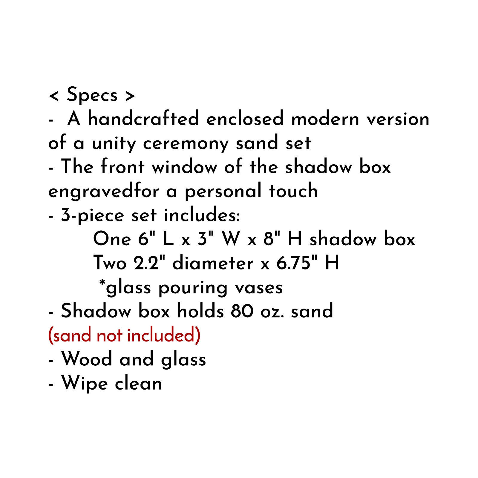 Script Ampersand Initials 3-piece Unity Sand Ceremony Shadow Box Set in ...