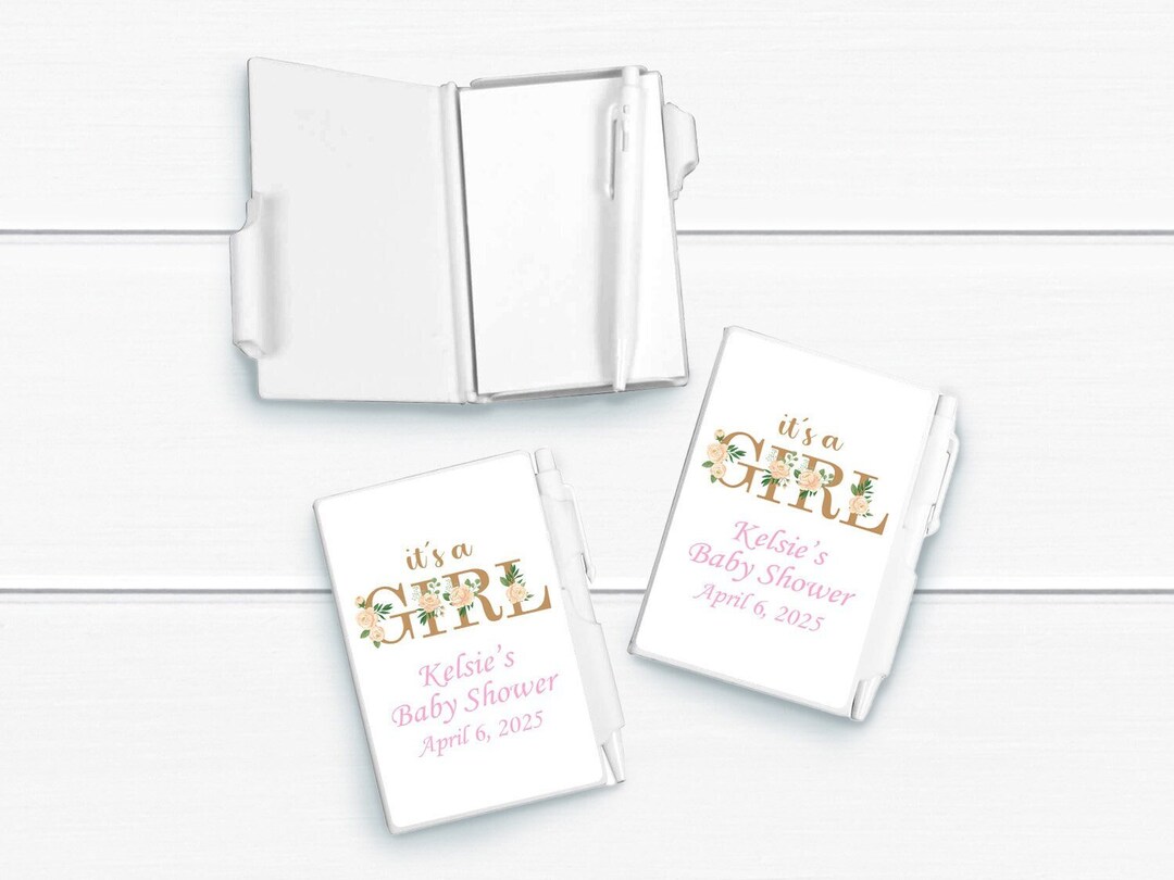 12 Pcs It's a Girl Baby Shower Personalized Notebook Favors - It's a ...