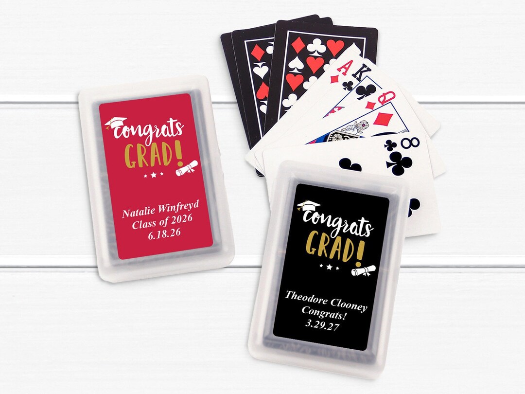 12 Pcs Congrats Grad Personalized Playing Cards MAE94 Graduation ...