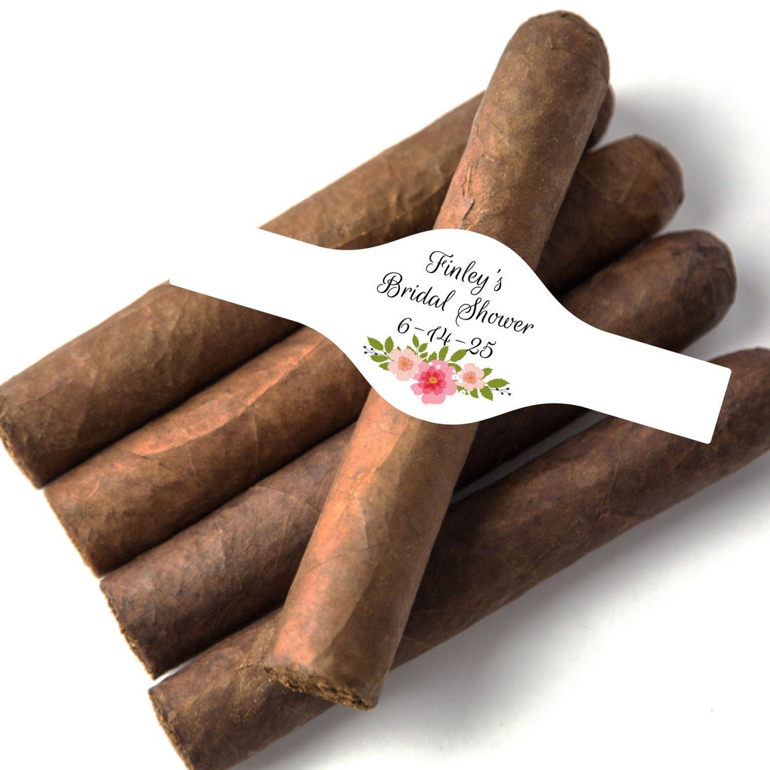 15 PIECES Flower Bridal Shower Design White Bow Personalized Cigar ...