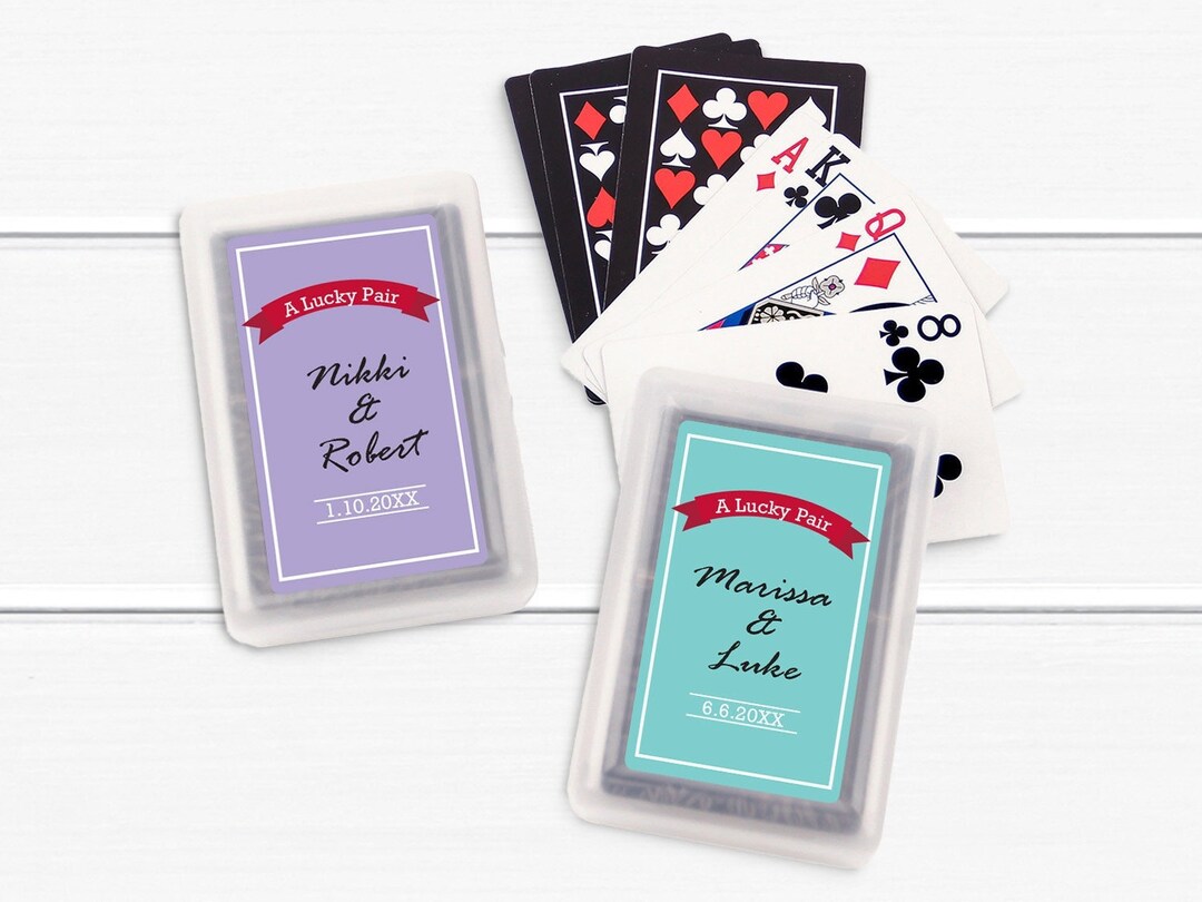 Wedding Favors, 12 Pieces A Lucky Pair Personalized Playing Cards ...