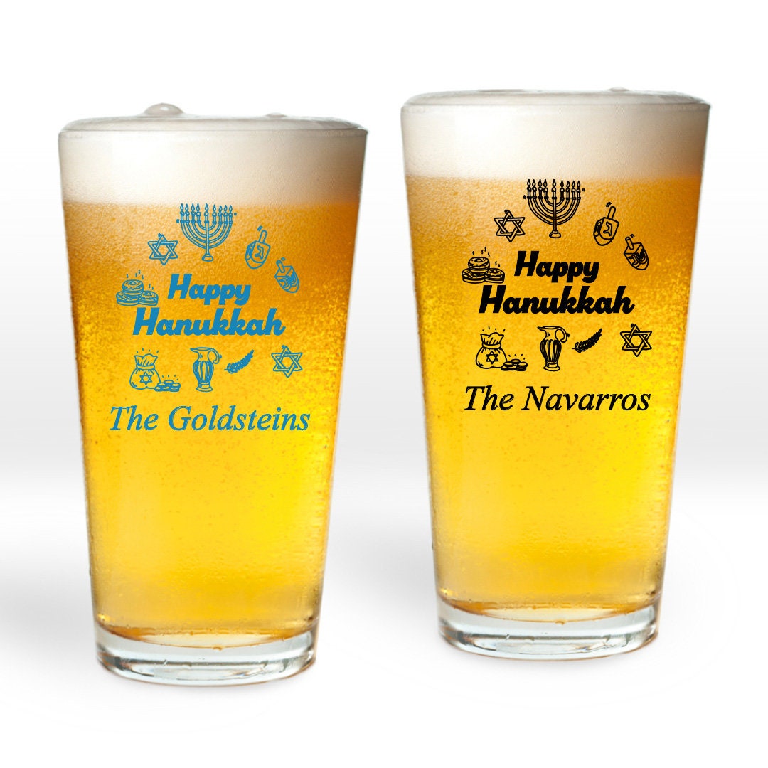 Hanukkah Favors, Set of 24, Happy Hanukkah Large Size Personalized Pint ...