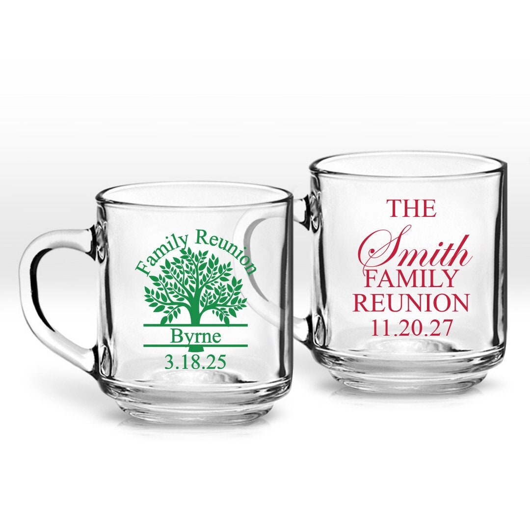 24 Pcs Family Reunion Personalized Clear Coffee Mugs Favors Family or ...
