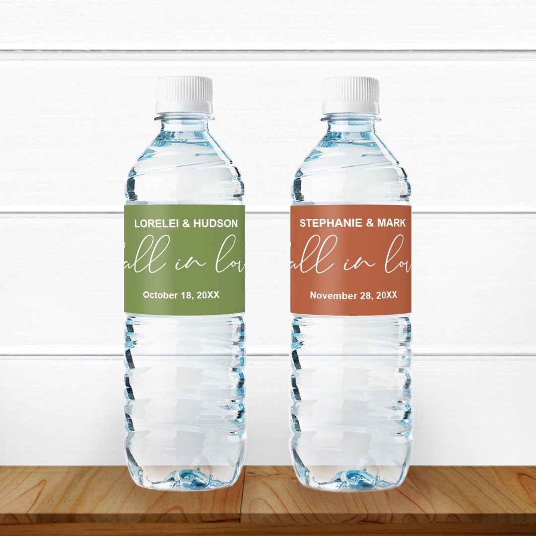 Fall Wedding BULK Water Bottle Labels, Set of 15, Fall in Love ...